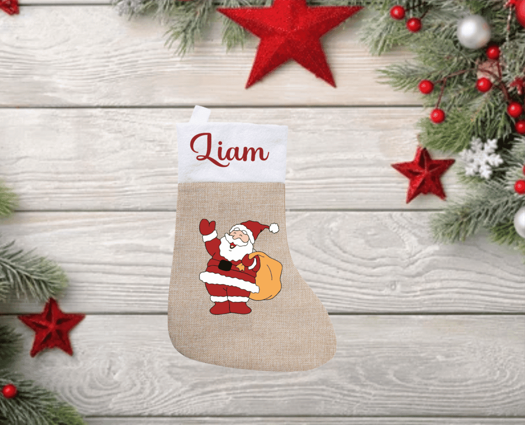 Chaussette de Noël personnalisée Père Noël avec hotte / Botte de Noël / Décoration de noël - C ...