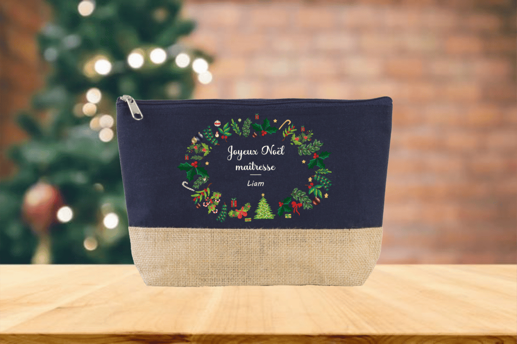 Grande trousse à personnaliser "Joyeux Noël Maîtresse" - C-Mamarc.fr