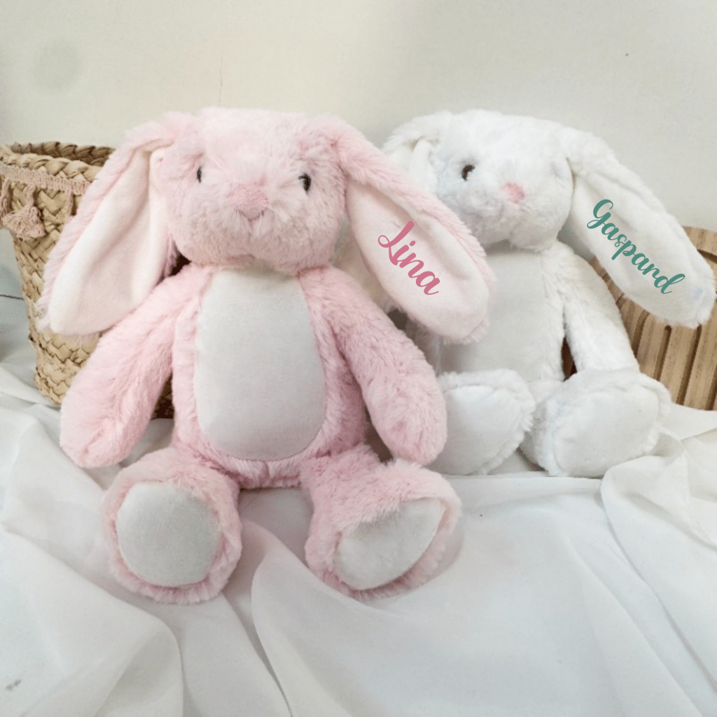 Peluche Lapin personnalisé prénom - C-Mamarc.fr